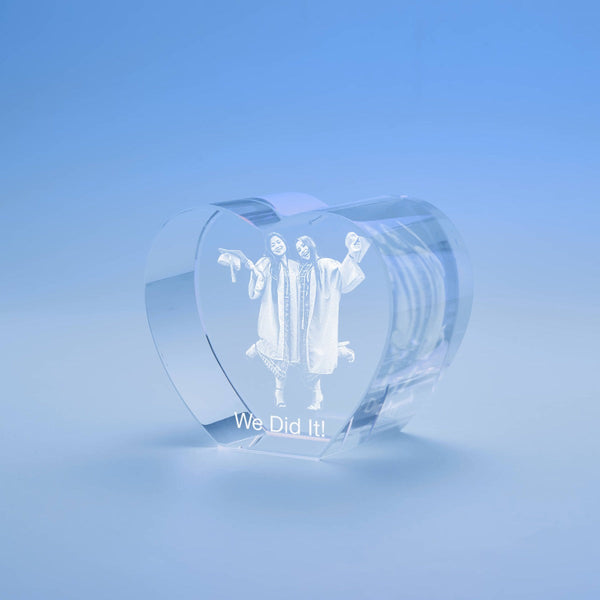 Personalized Custom Photo engraved Heart Shape Crystal - Conzoll