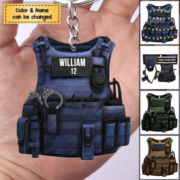 Police Bulletproof Vest, Personalized Keychain, Gift For Police Office ...